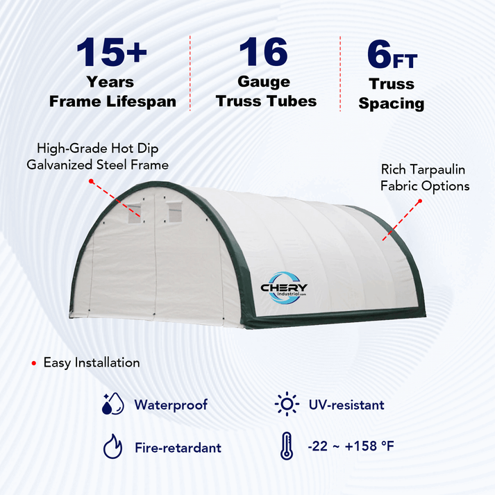 Single Truss Arch Storage Shelter W20'xL30'xH12' – Container Solutions ...